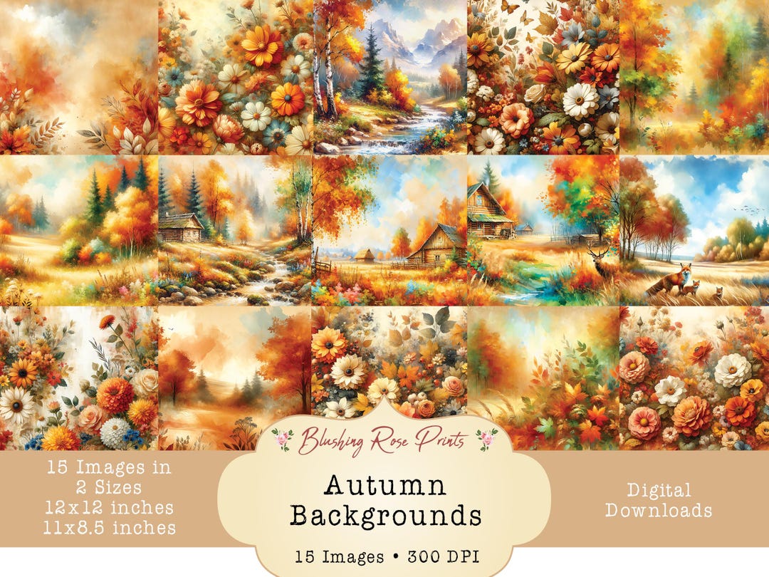 Autumn Backgrounds | Digital Paper | Scrapbooking | Junk Journaling ...
