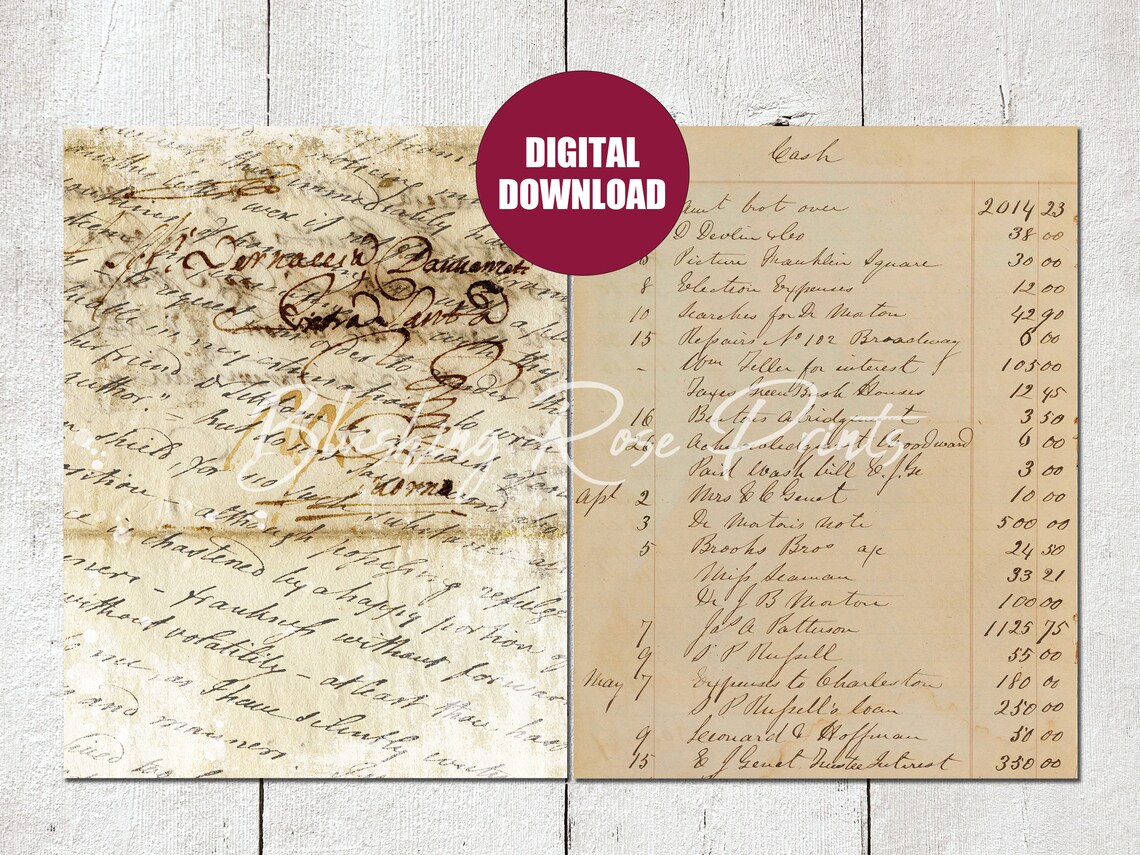 Antique Aged Paper With Handwriting - Journal Paper - Scrapbooking ...