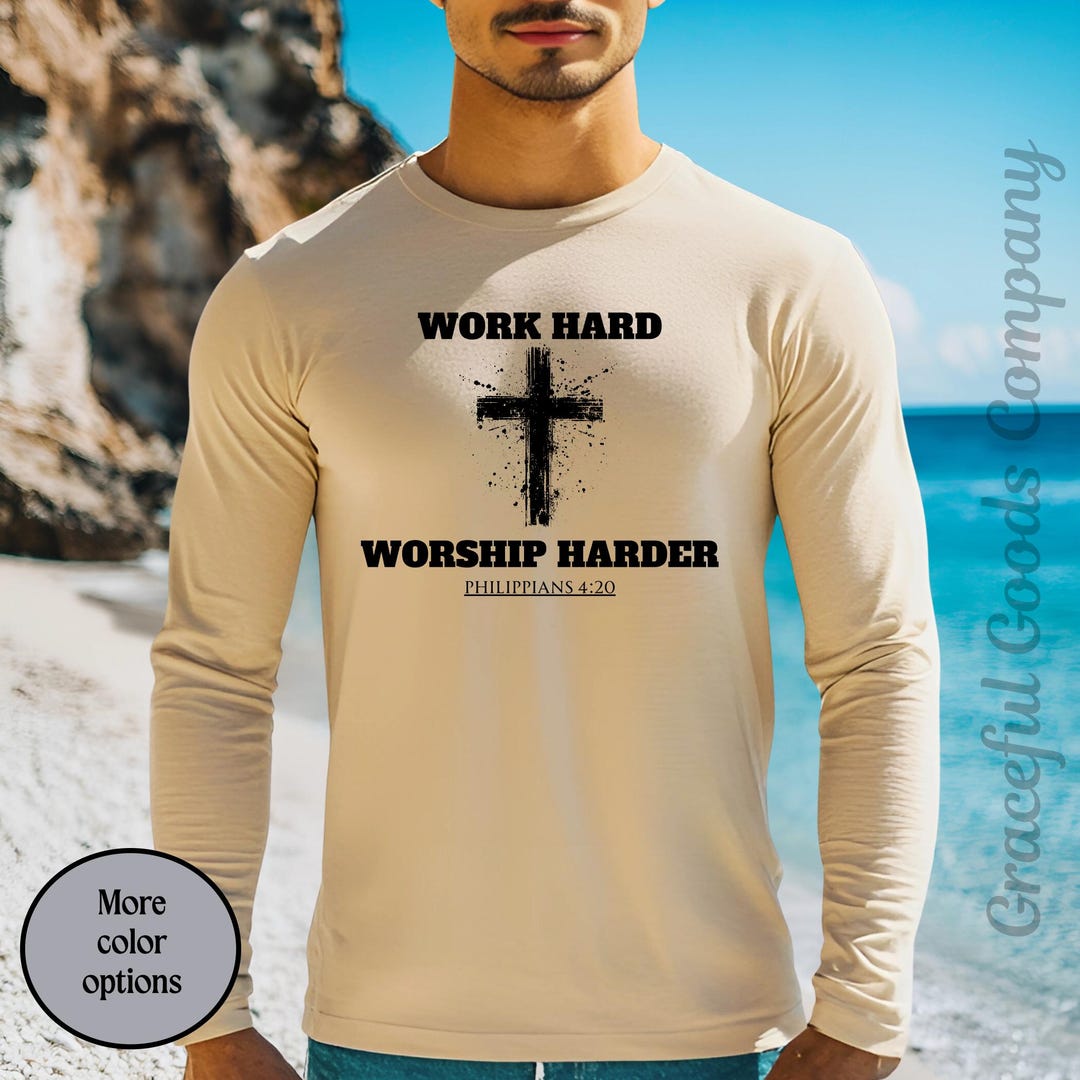 Christian Long Sleeve Bible Verse Shirt Tshirt Mens Faith Inspirational ...