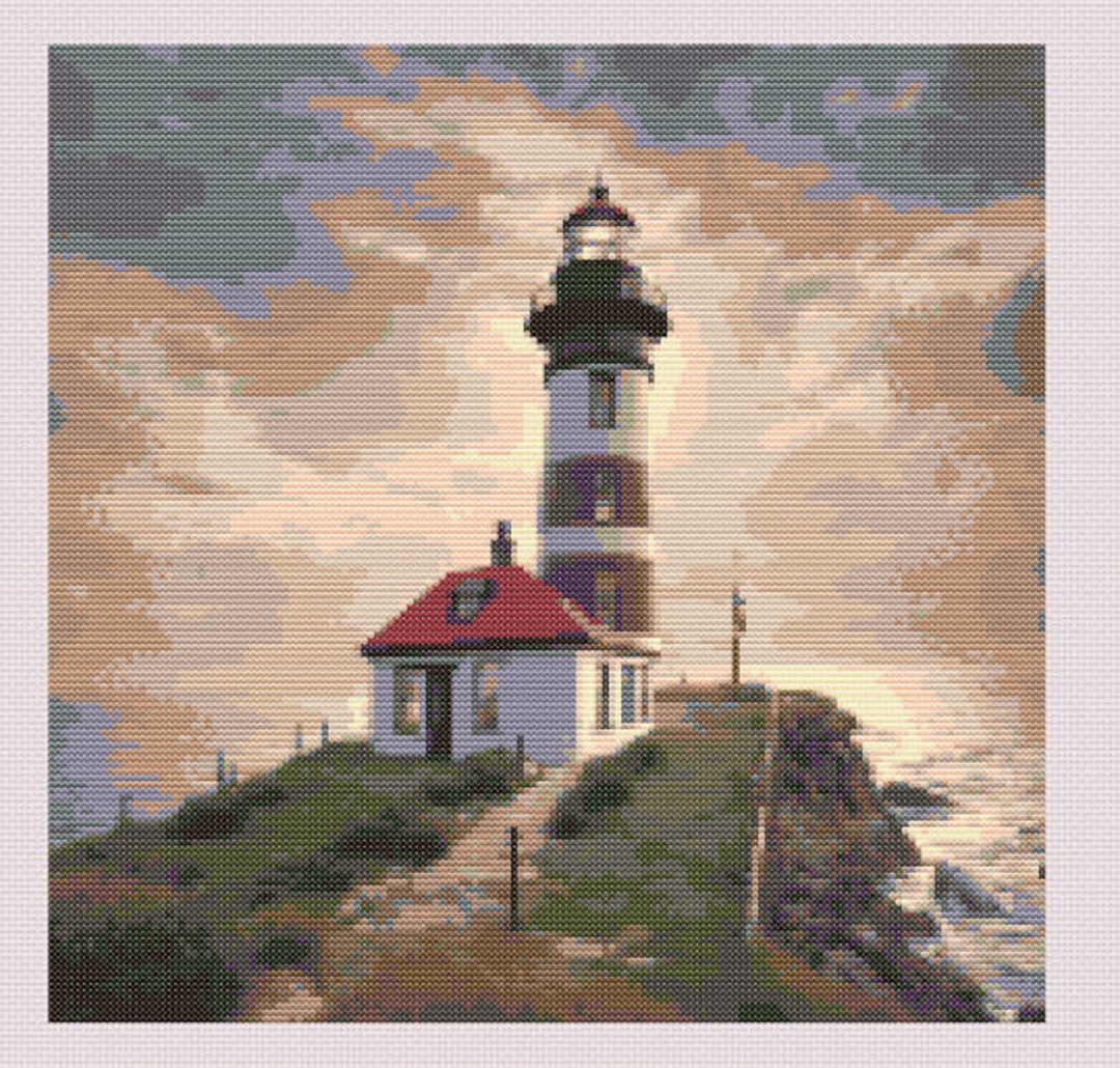 Lighthouse No.1 Cross Stitch Pattern Downloadable PDF DMC Color Legend ...