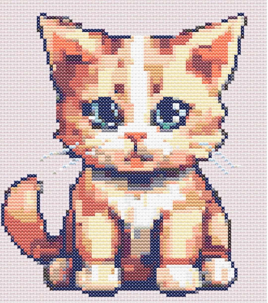 Kitten No.1 Cross Stitch Pattern PDF Downloadable DMC Color Legend ...