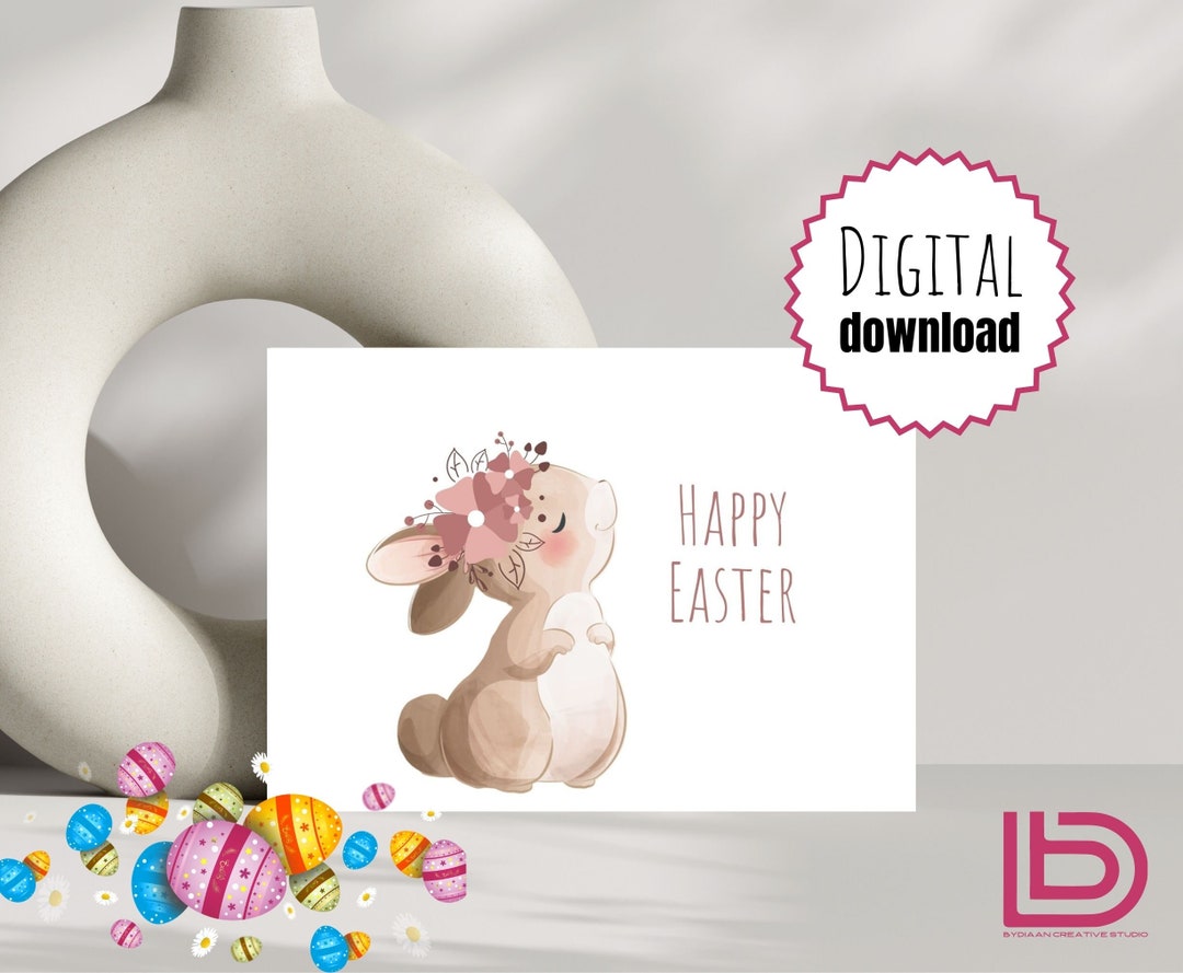 Printable Easter Greeting Card Instant Download 7x5 Inch Card For Easter Easter Card To
