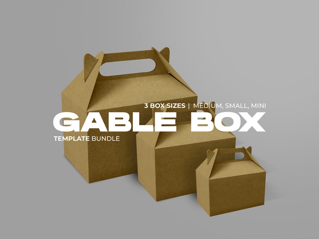 DIY Gable Box Template Bundle, 3 Editable Different Size Gable Box With ...
