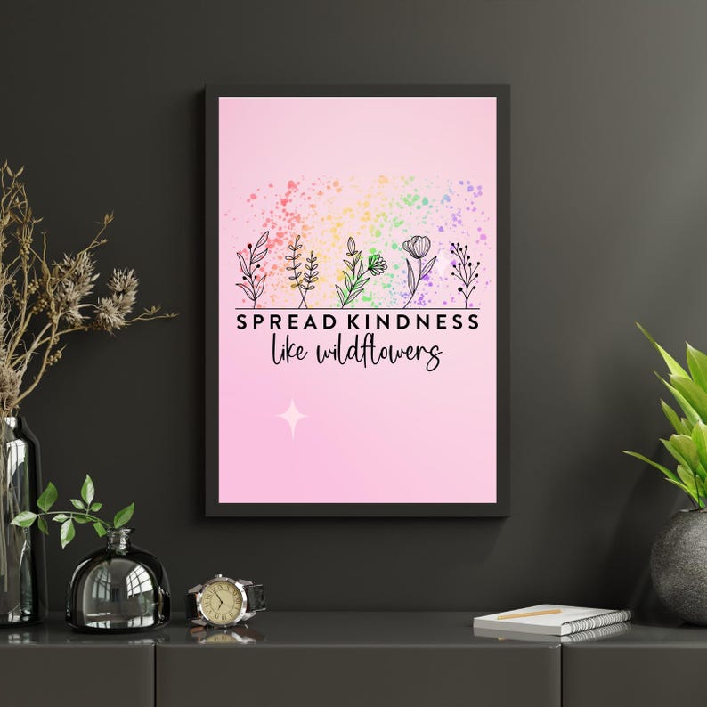 Pink Digital 8x10 Wall Art - Spread Kindness Like Wildflowers; in ...