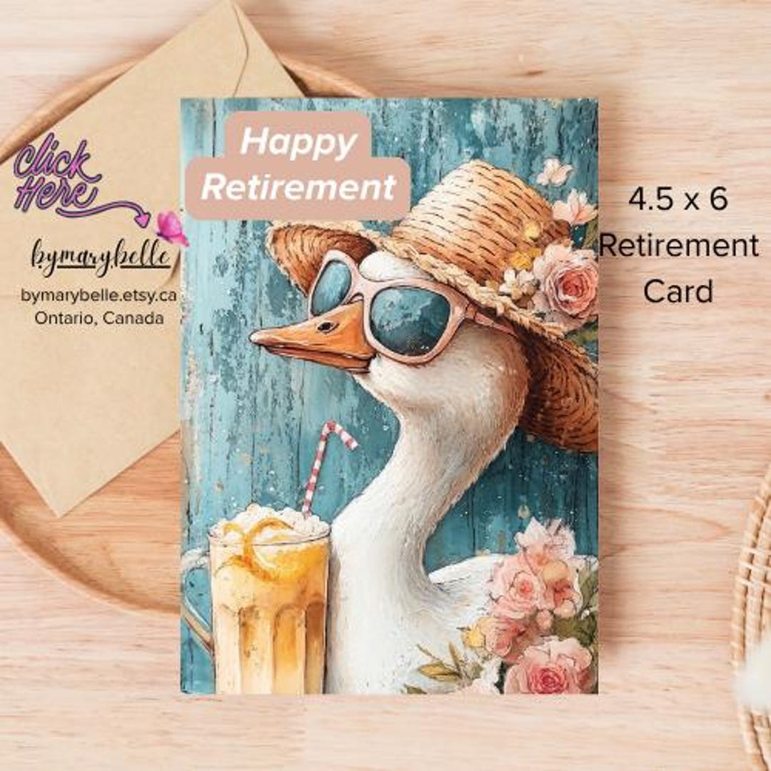 Funny Duck Retirement Card: Printable Digital Download (2 Designs ...