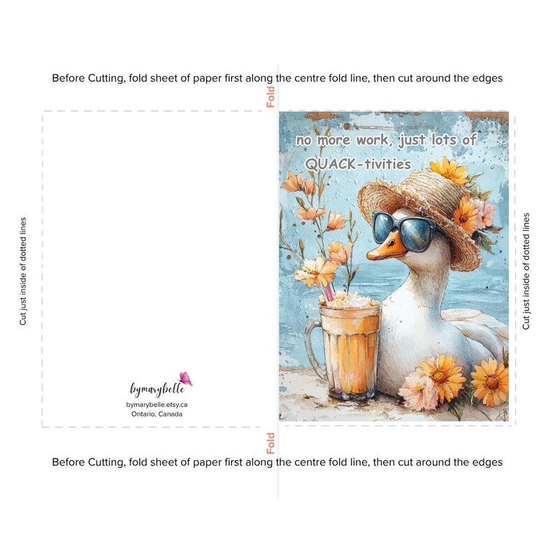 Duck Retirement Cards, Quirky and Funny. 4.5x6 Printable Digital ...