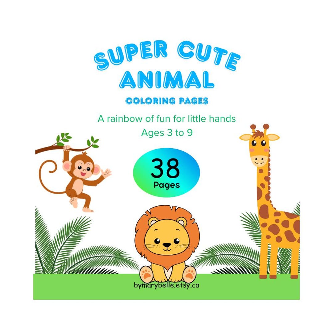Super Cute Animal Coloring Pages for Kids - 38 Pages of Fun - Etsy