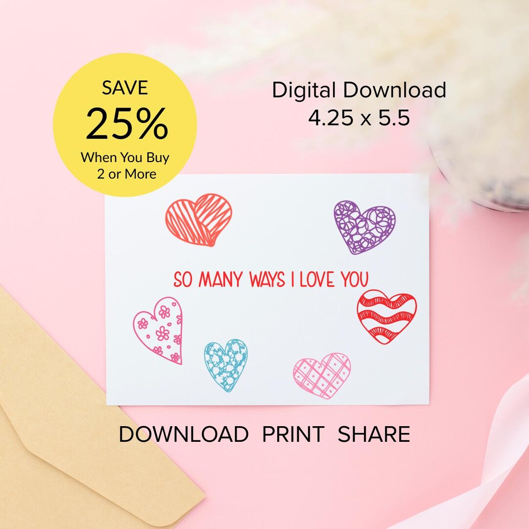 Valentine Love Note Card, Digital Download - Etsy