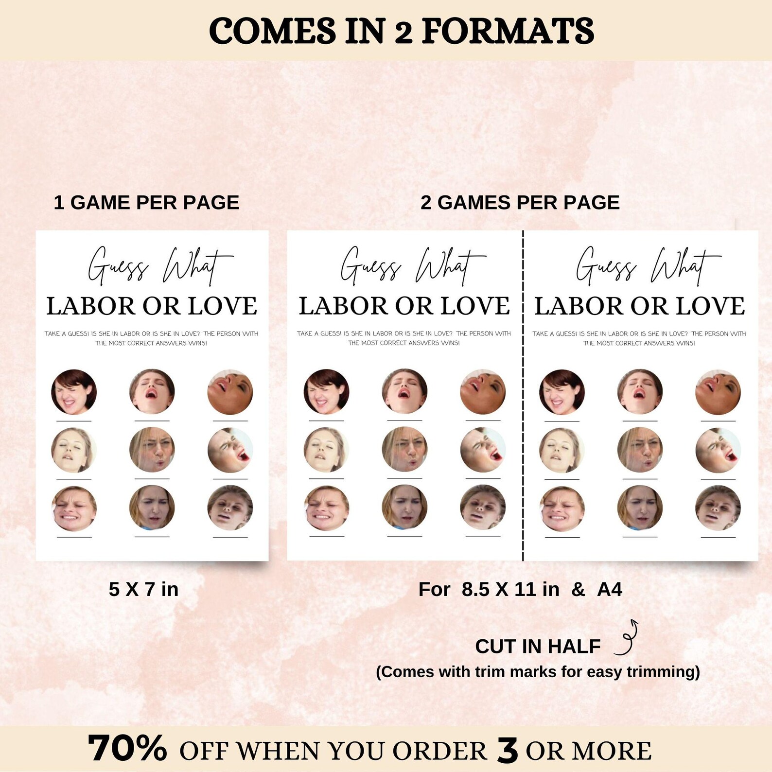 Labor or Love Funny Baby Shower Game Minimalist Funny Baby Shower ...