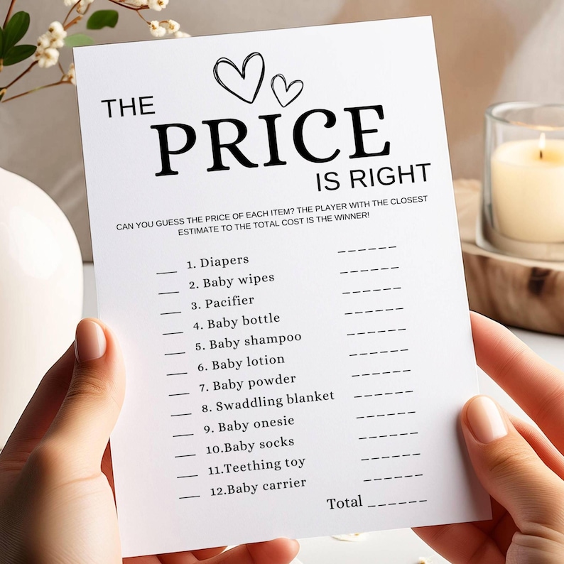 Price is Right Baby Shower Game: Printable Guessing Game (digital ...