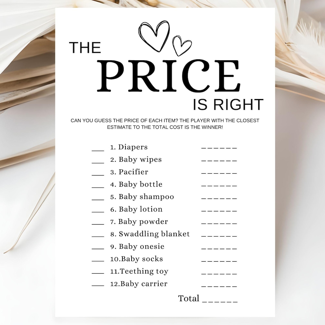 The Price is Right Game Baby Shower Game Baby Price is Right Guess the ...
