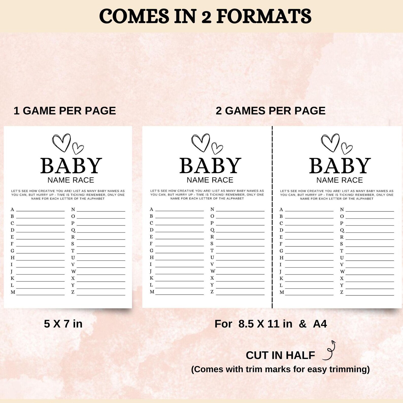 Minimalist Baby Name Race Game Baby Name A to Z Game Minimalist Baby ...