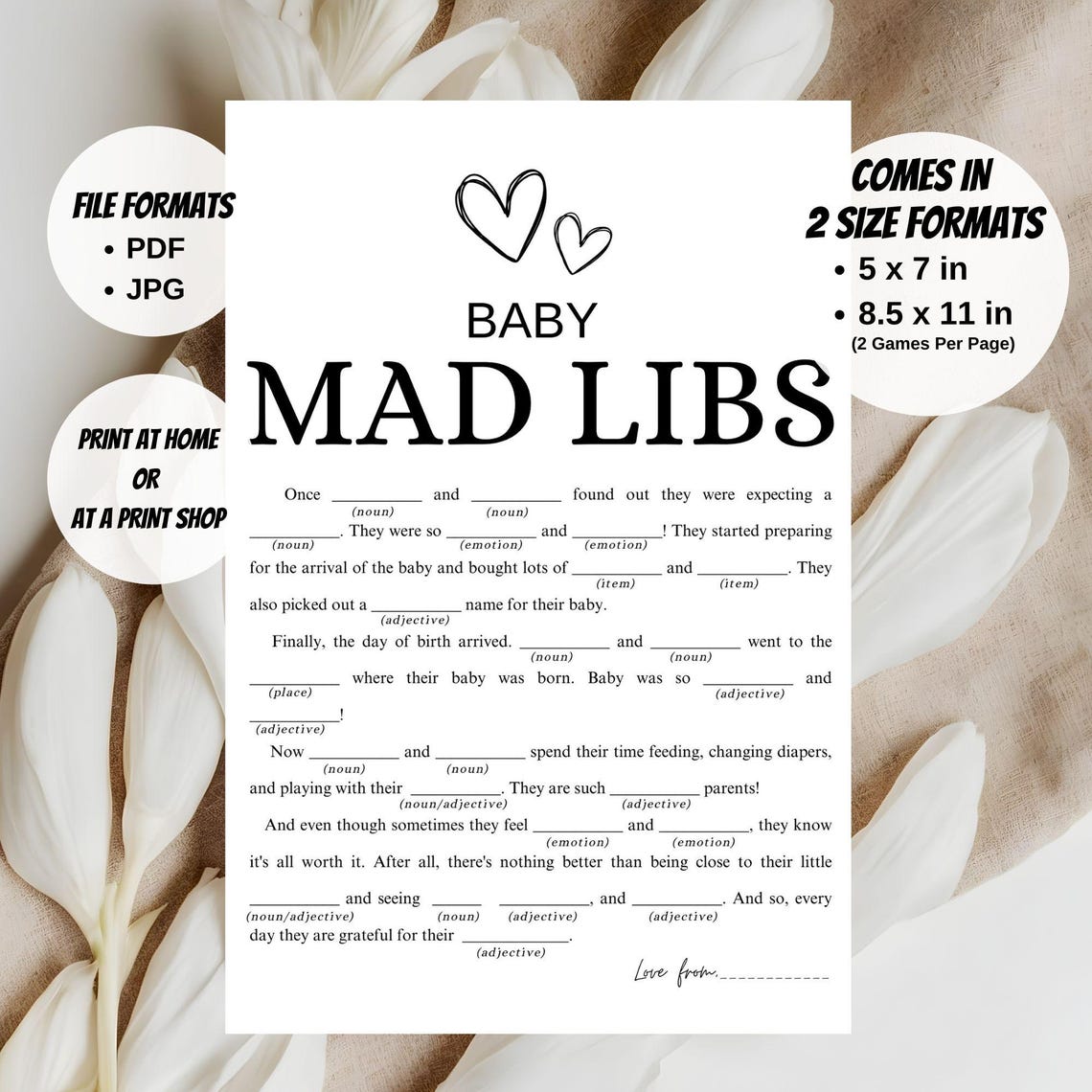 Mad Libs Game Minimalist Baby Shower Games Oh Baby Mad Libs Story Baby ...