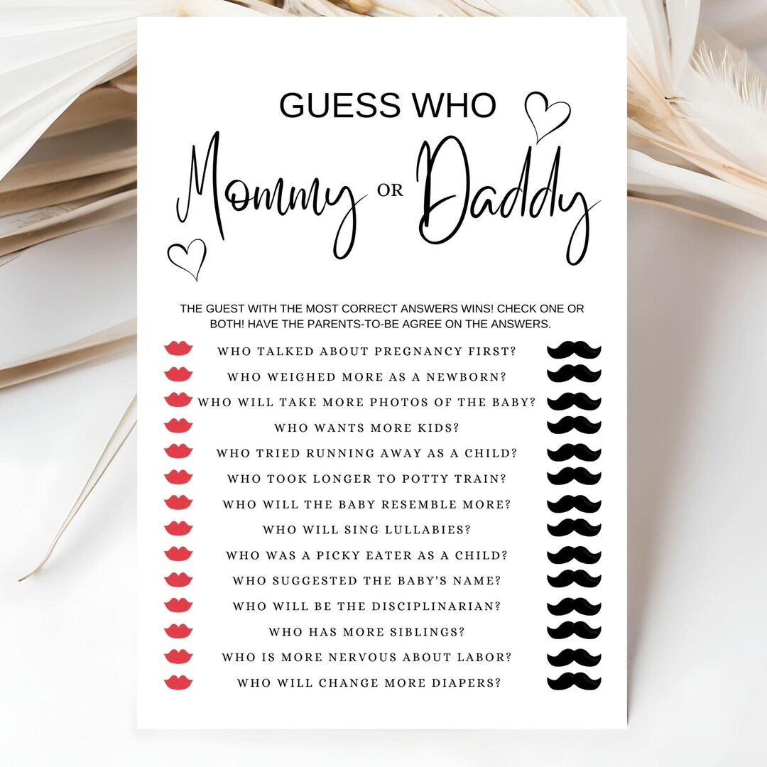 Minimalist Guess Who Game Mommy or Daddy Game Guess Who Said It Game ...