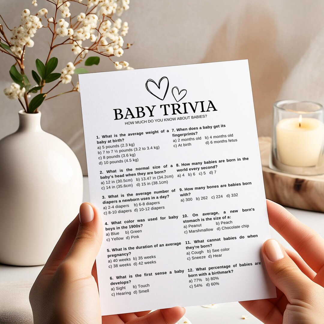 Minimalist Baby Shower Trivia Game | Printable Baby Shower Game ...