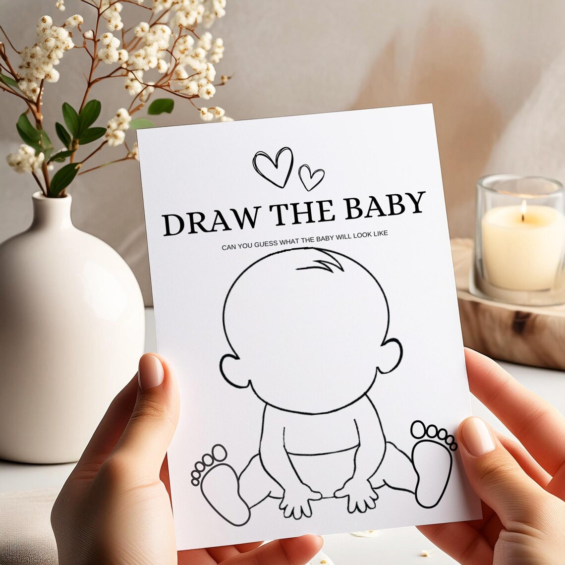 Draw the Baby Minimalist Baby Shower Game Draw Baby Game Baby Shower ...
