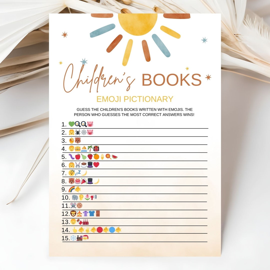 Sunshine Children's Book Emoji Pictionary Game Son Shine Baby Shower ...