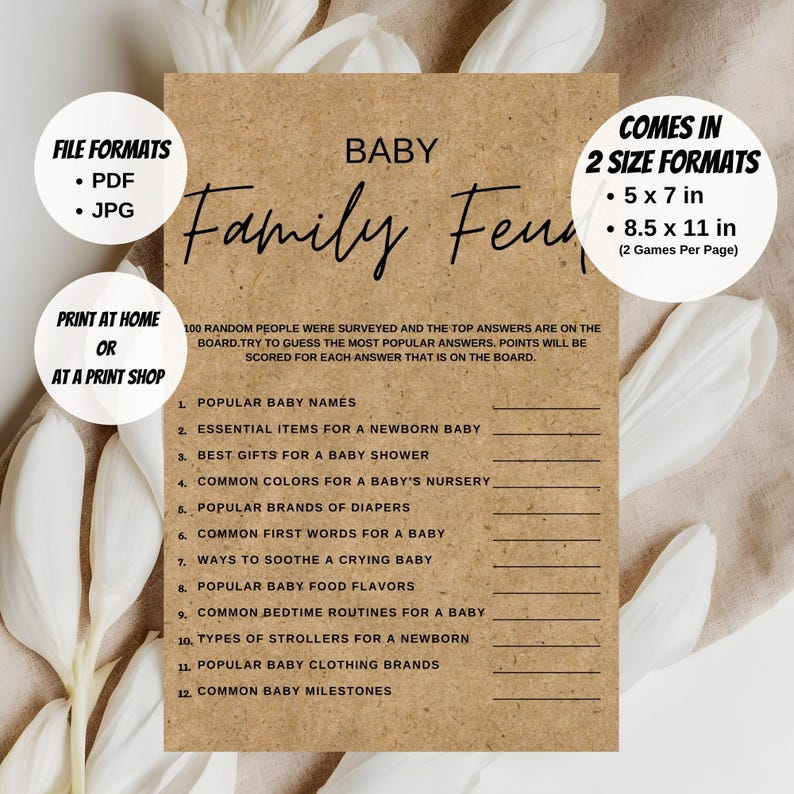 Kraft Baby Feud Game Rustic Baby Shower Game Family Feud Download ...