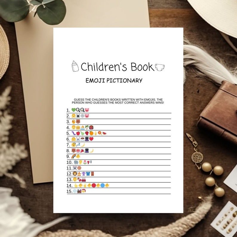 Children's Book Emoji Pictionary Baby Shower Emoji Game Baby Shower ...