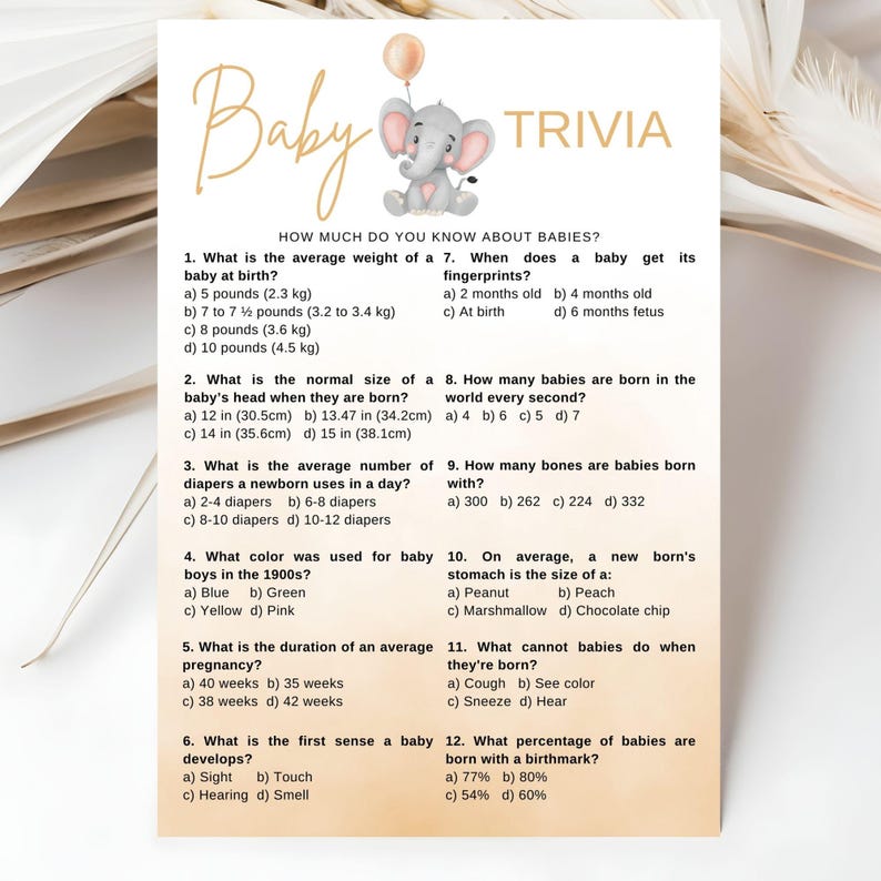 Baby Shower Trivia Game Baby Shower Game Baby Shower Trivia Template ...