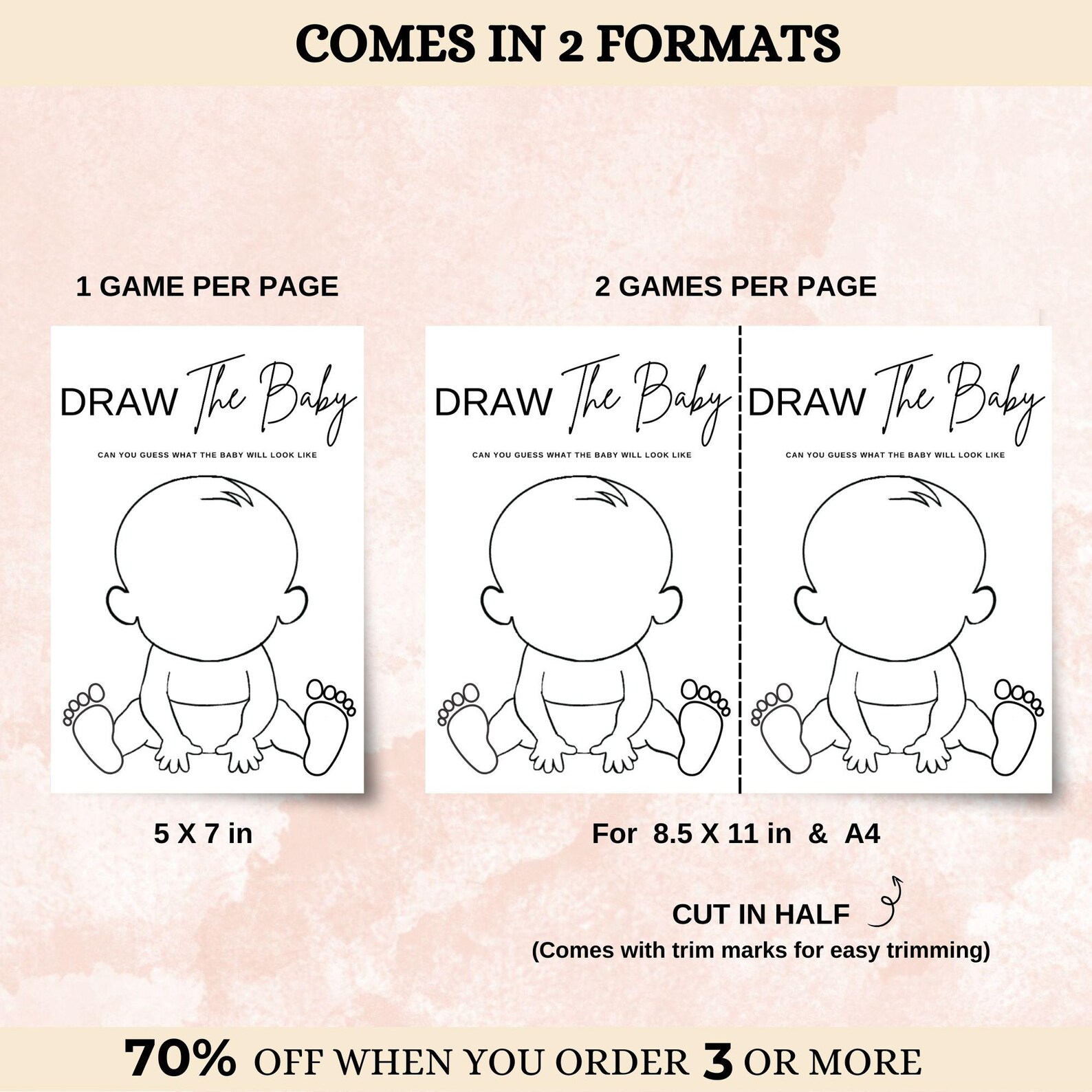 Draw the Baby Game Minimalist Baby Shower Game Draw Baby Face Game ...