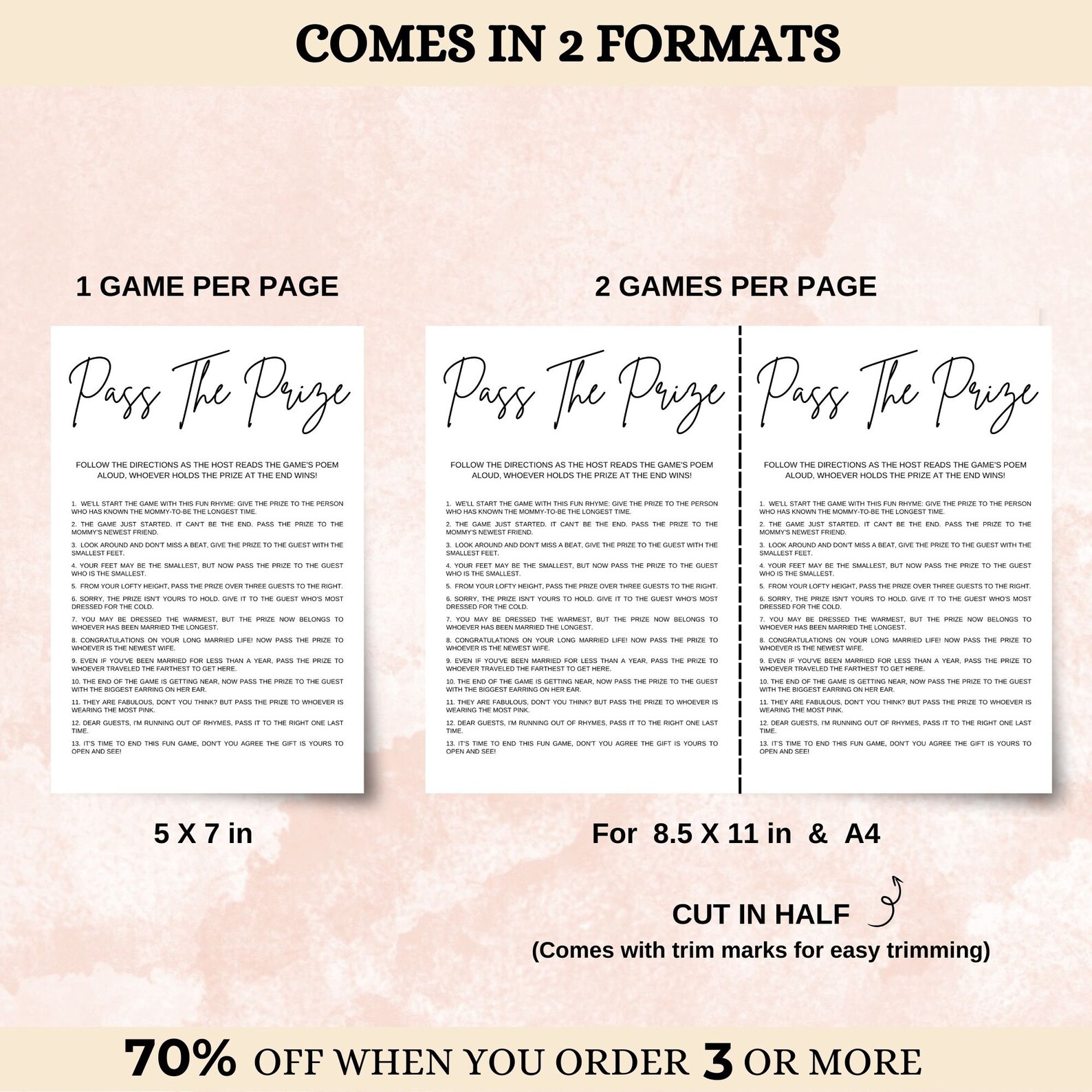 Minimalist Baby Shower Game Pass the Prize Rhyme Game Pass the Prize ...