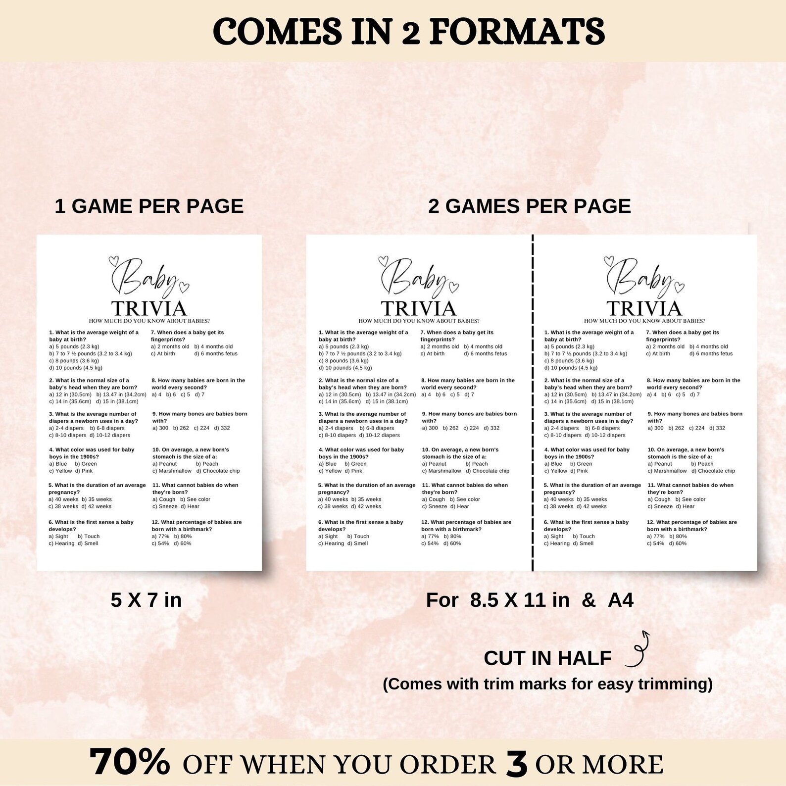 Minimalist Baby Shower Trivia Game Trivia Facts Trivia Questions Gender ...