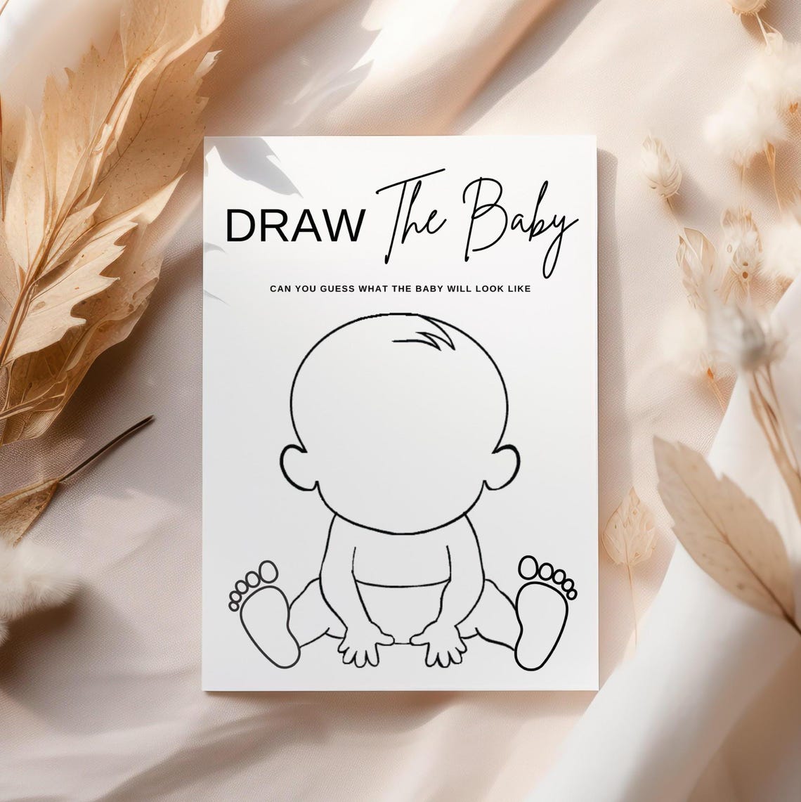 Draw the Baby Game Minimalist Baby Shower Game Draw Baby Face Game ...