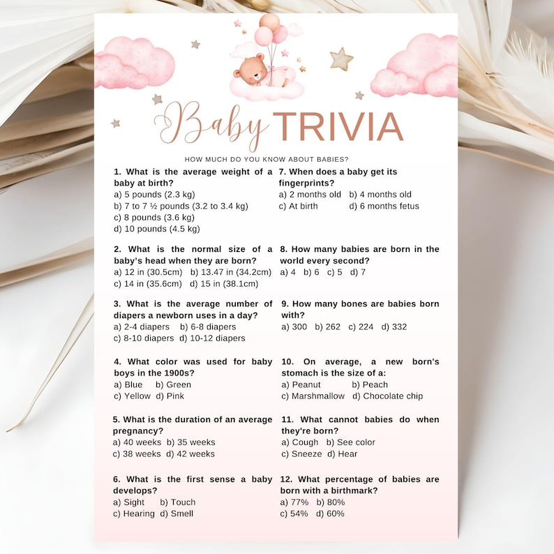 Brown Bear Baby Trivia Game We Can Bearly Wait Boho Balloon Shower Baby ...