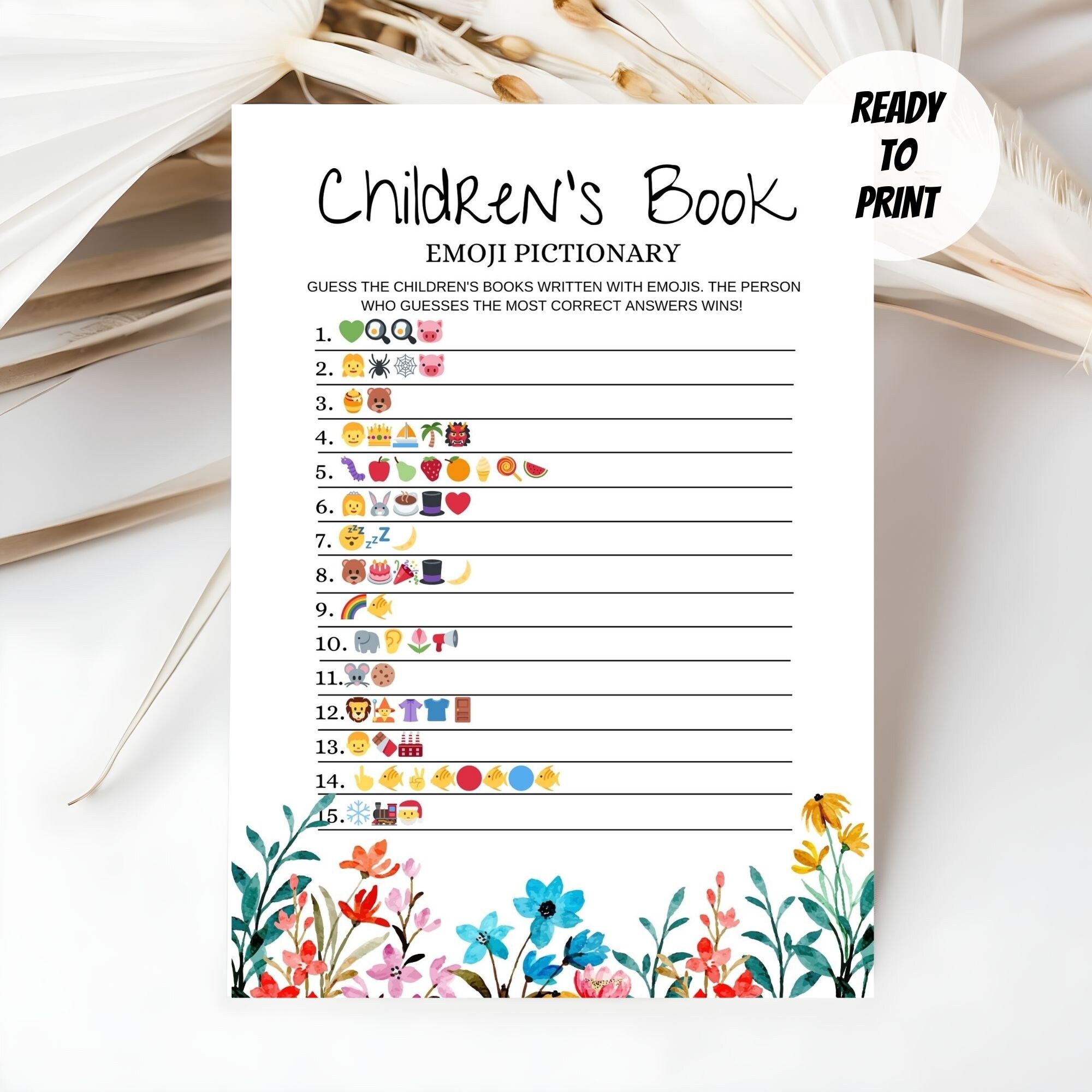 Flowering Baby Shower Games Bundle Floral Baby Shower Game Greenery ...