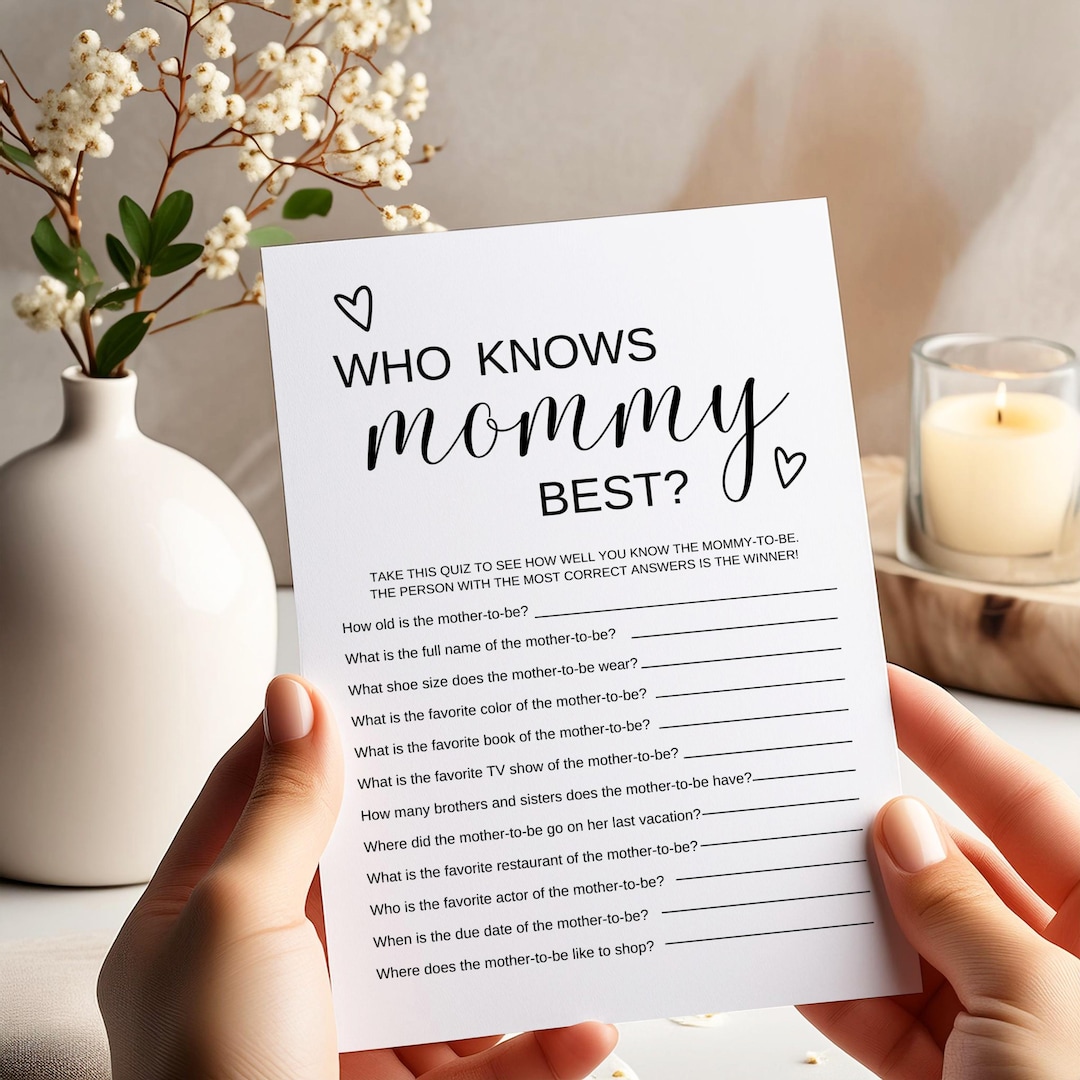 Who Knows Mommy Best Minimalist Baby Shower Game How Well Do You Know ...