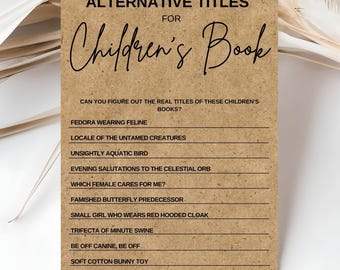 Kraft Alternative Titles for Children's Book Game Rustic Baby Shower ...