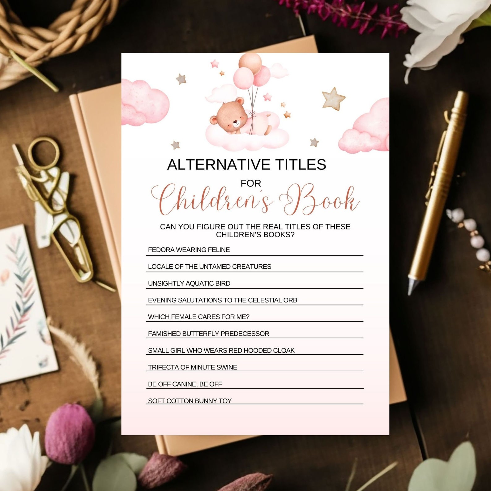 Alternative Titles for Children's Books Boho Baby Shower Game Instant ...