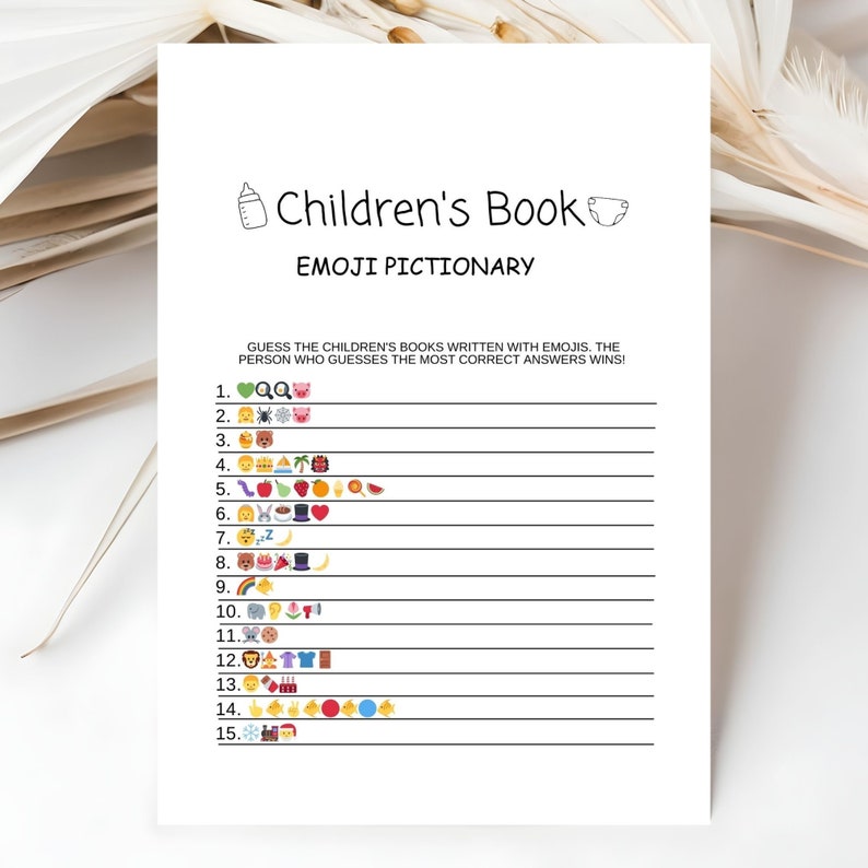 Children's Book Emoji Pictionary Baby Shower Emoji Game Baby Shower ...