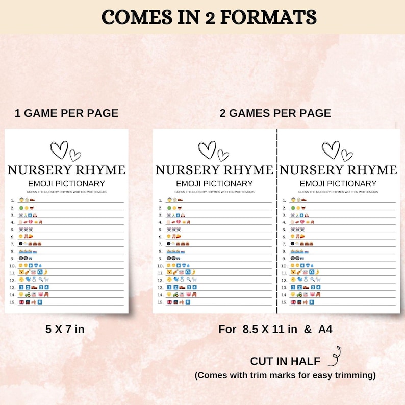 Emoji Nursery Rhymes Game Baby Shower Game Emoji Quiz With Answer Keys ...