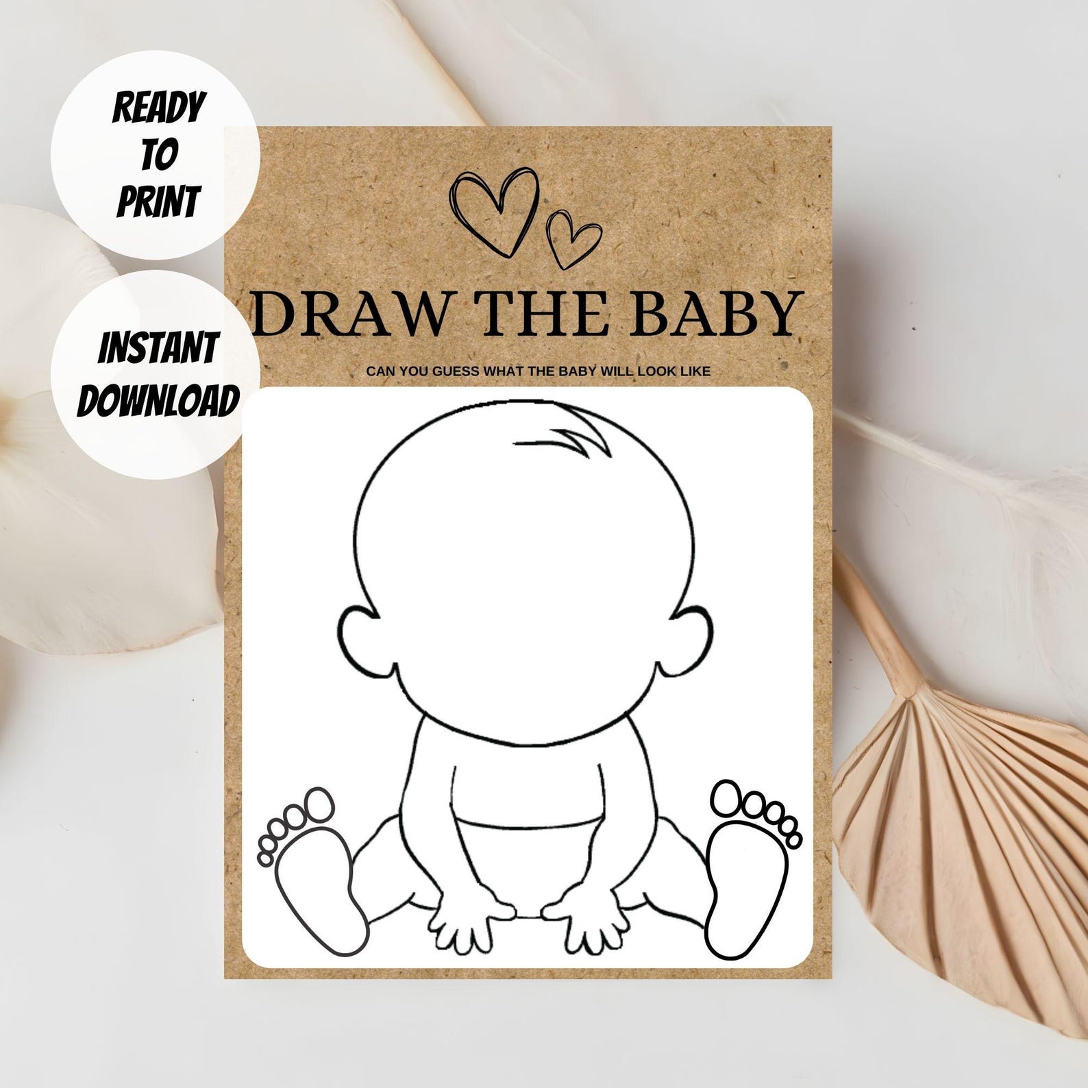 Draw the Baby Rustic Baby Shower Game Draw Baby Game Baby Shower ...