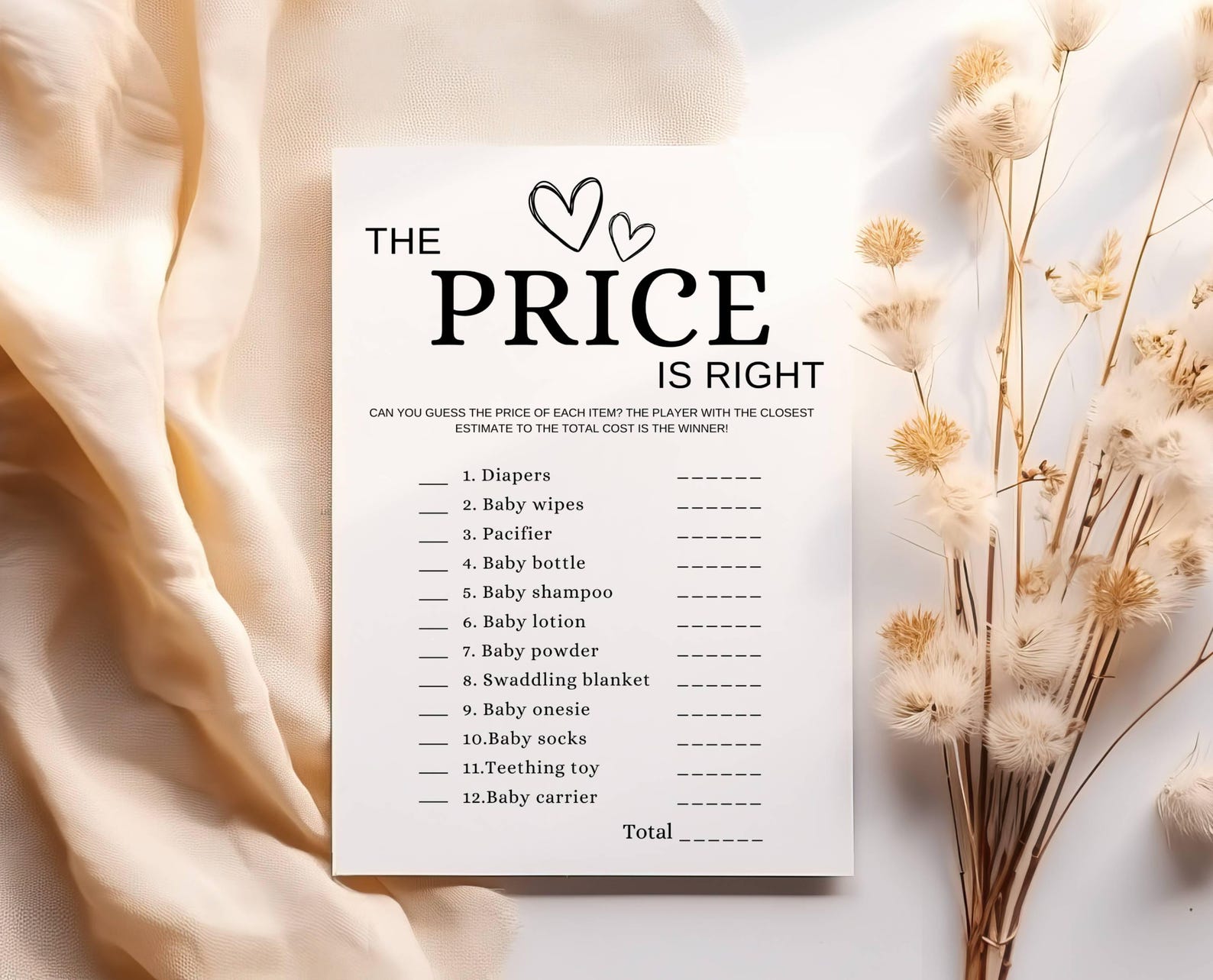 Price is Right Baby Shower Game: Printable Guessing Game (digital ...