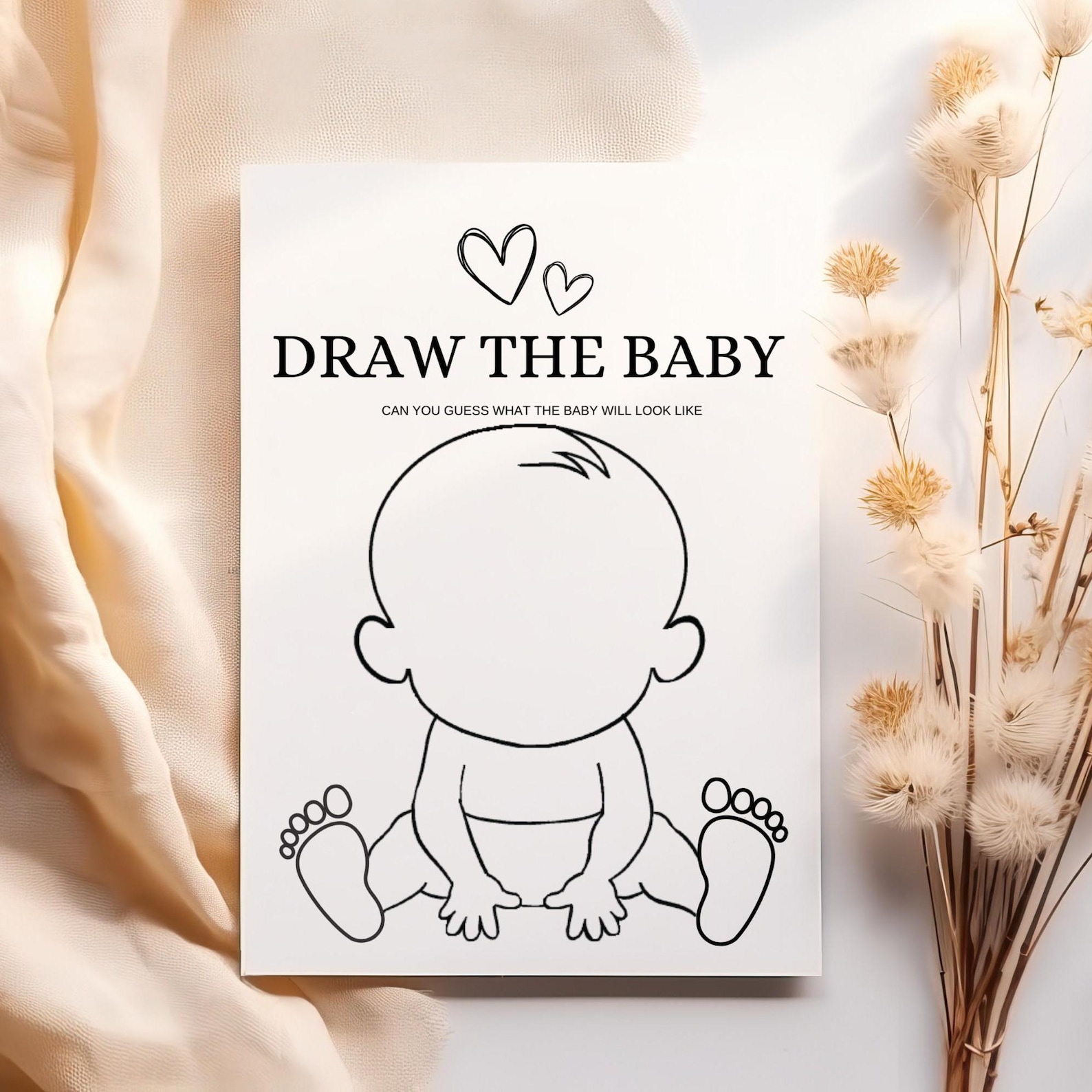 Draw the Baby Shower Game Draw the New Born Minimalist Printable Game ...