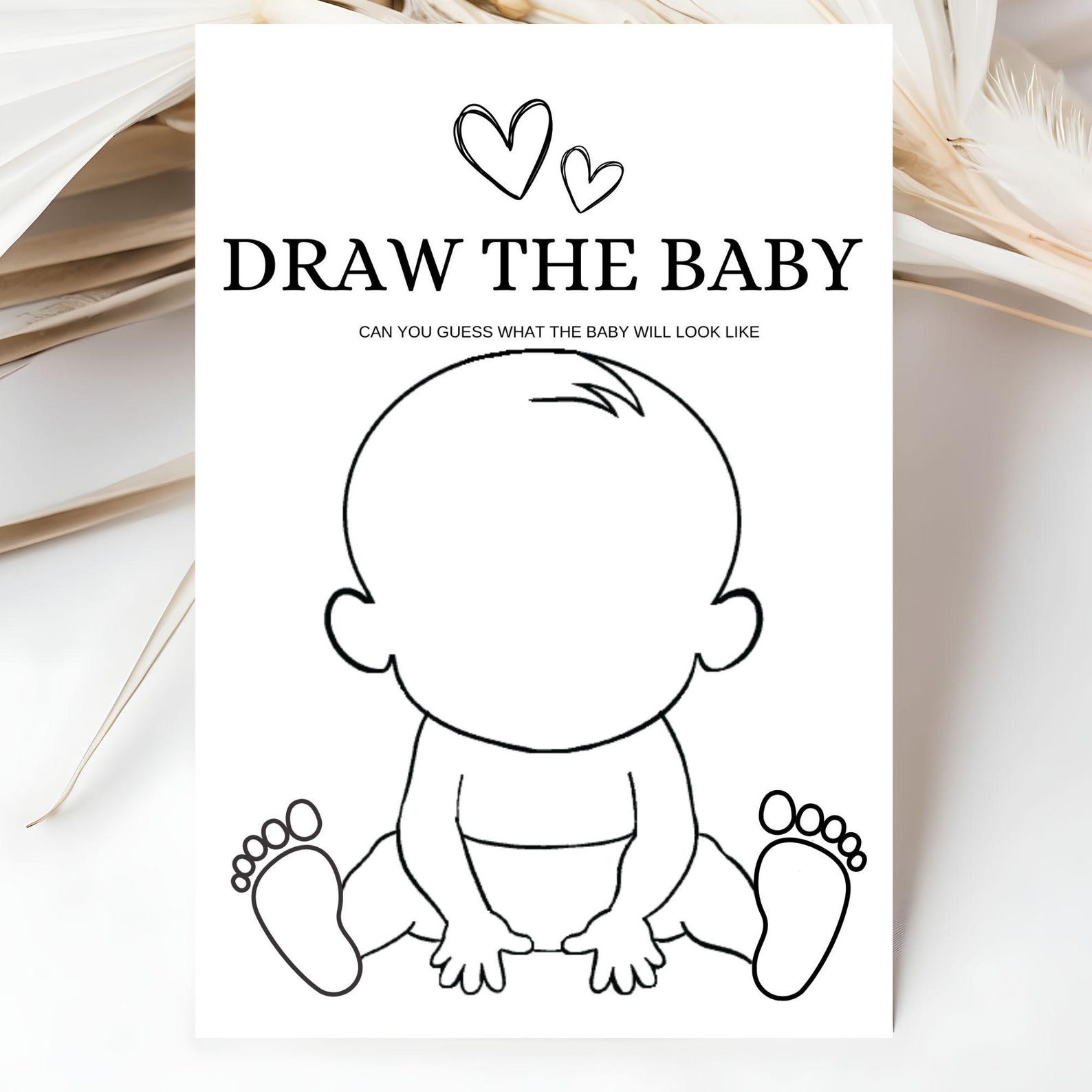Draw the Baby Minimalist Baby Shower Game Draw Baby Game Baby Shower Activity Printable Cards ...