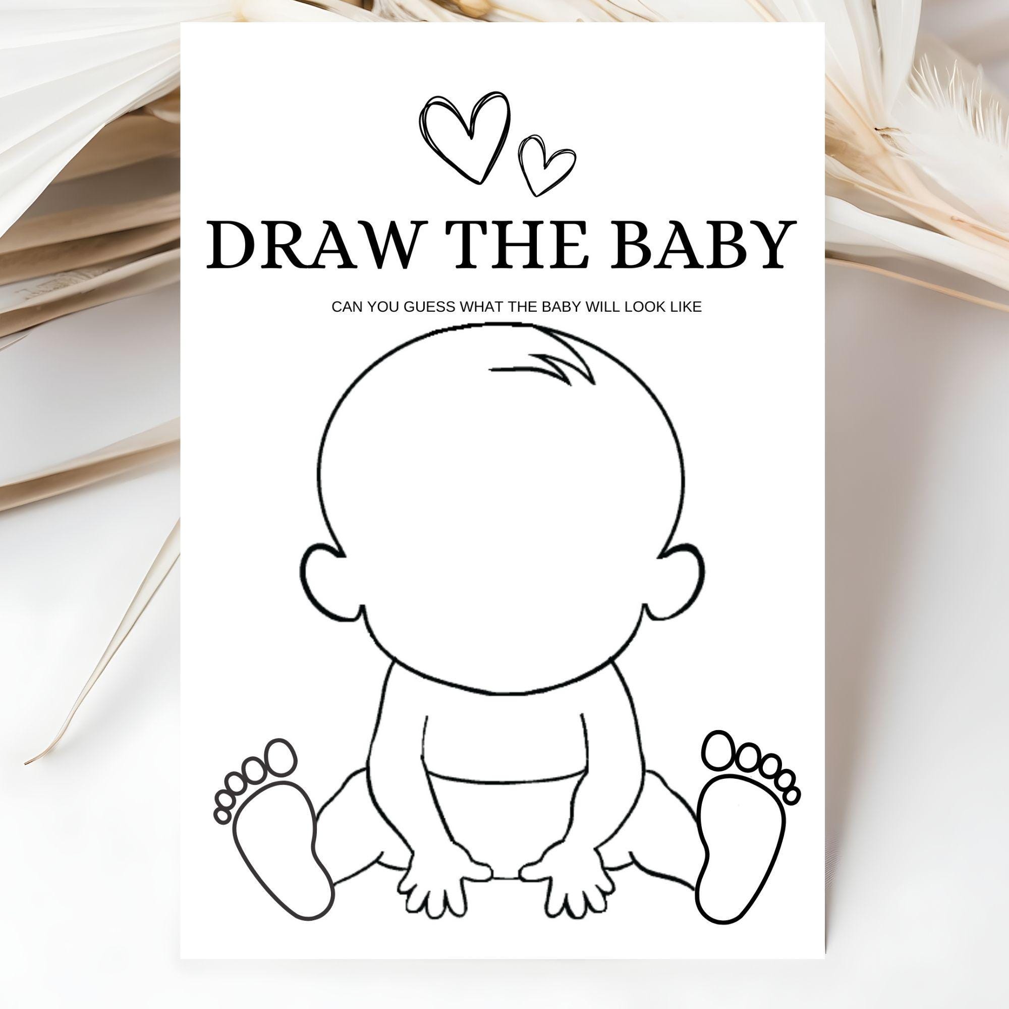Draw the Baby Minimalist Baby Shower Game Draw Baby Game Baby Shower ...
