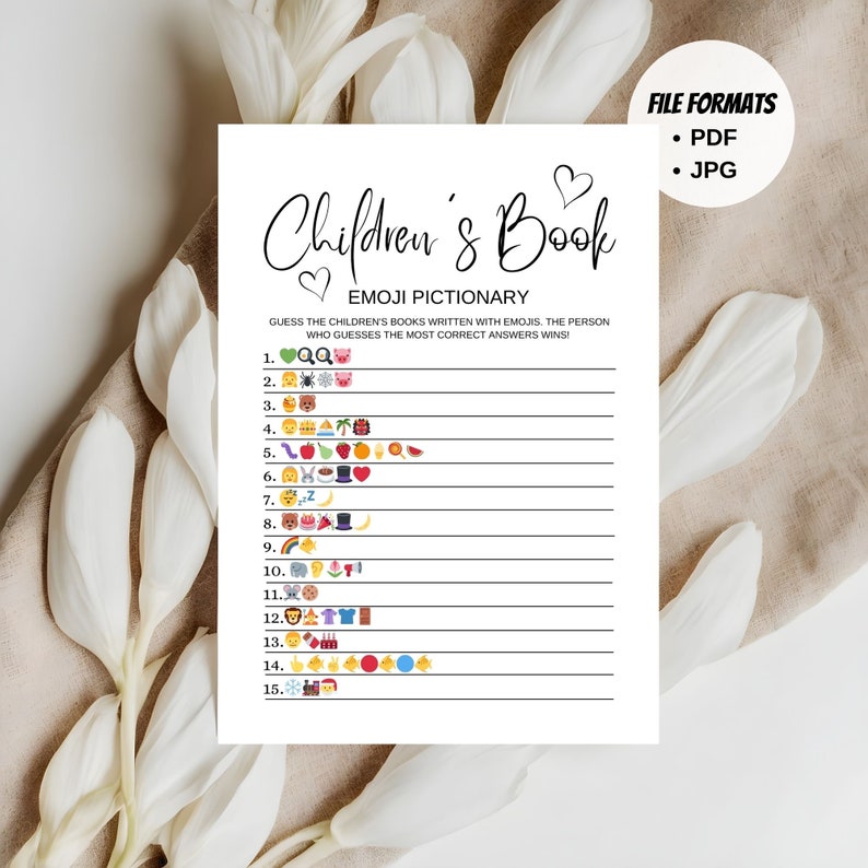 Children's Books Emoji Pictionary Baby Shower Emoji Game Baby Shower ...