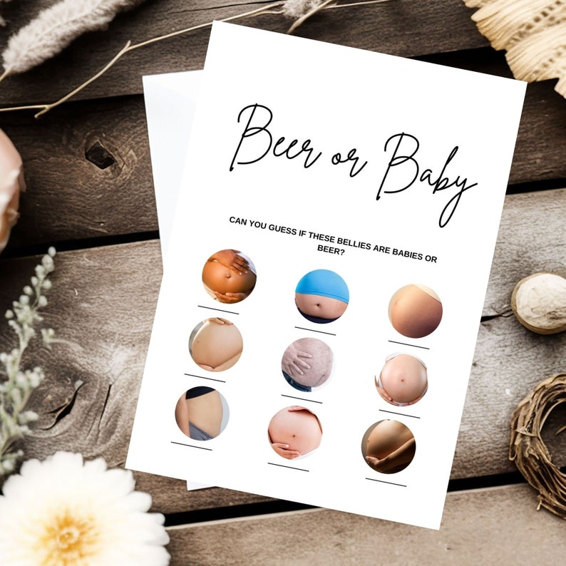 Minimalist Baby Shower Game Baby Bump or Belly Game Baby Bump Game ...