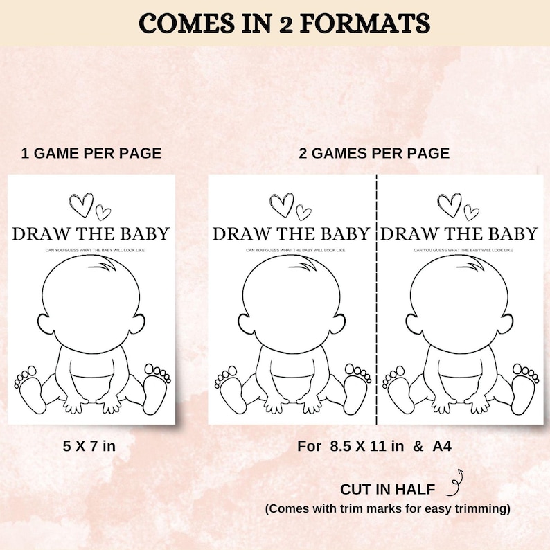 Draw the Baby Shower Game Draw the New Born Minimalist Printable Game ...