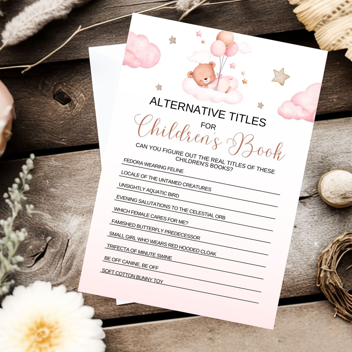 Alternative Titles for Children's Books Boho Baby Shower Game Instant ...