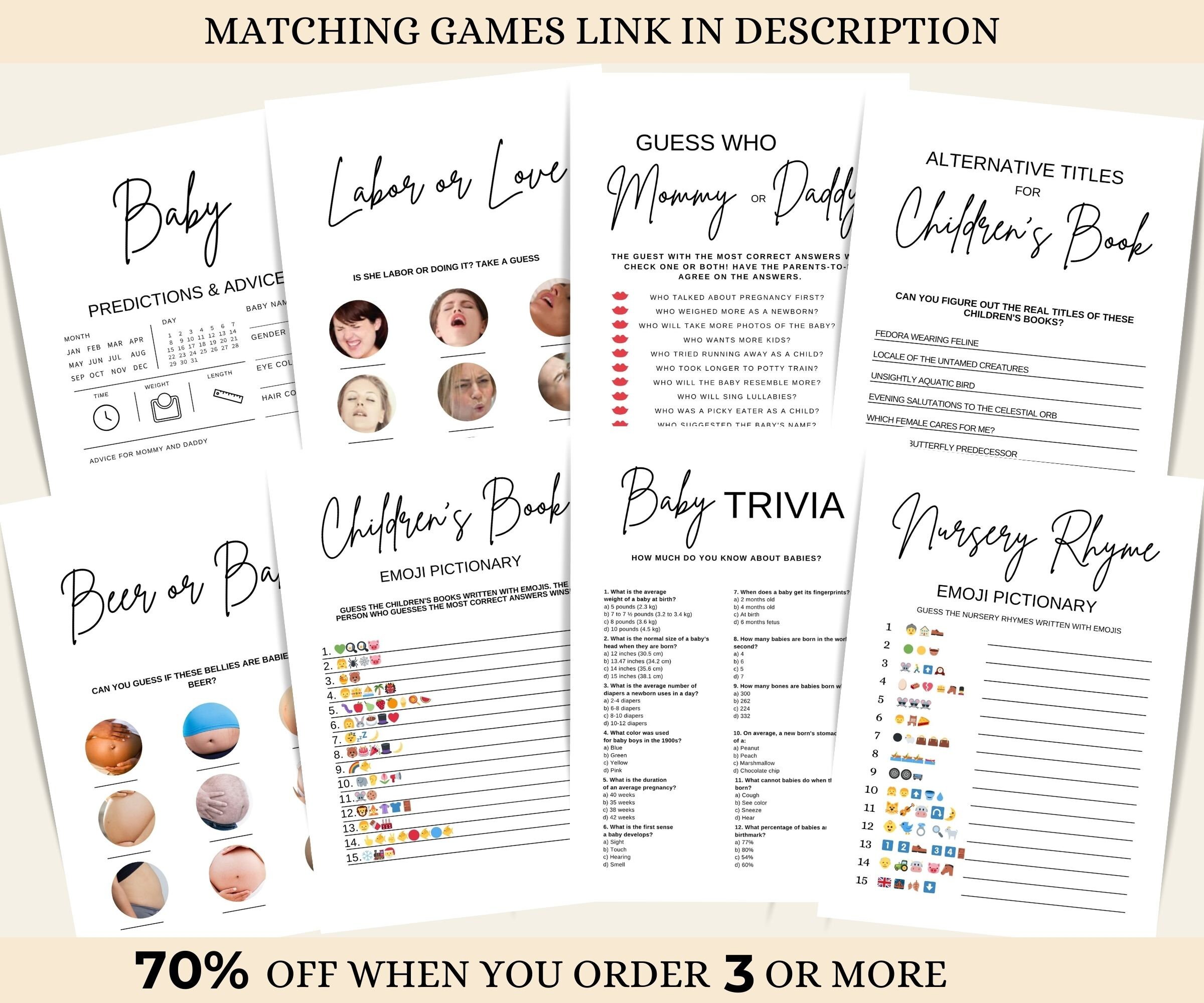 Minimalist Baby Shower Game Baby Bump or Belly Game Baby Bump Game ...