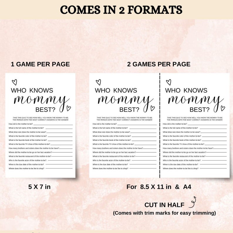 Who Knows Mommy Best Minimalist Baby Shower Game How Well Do You Know ...