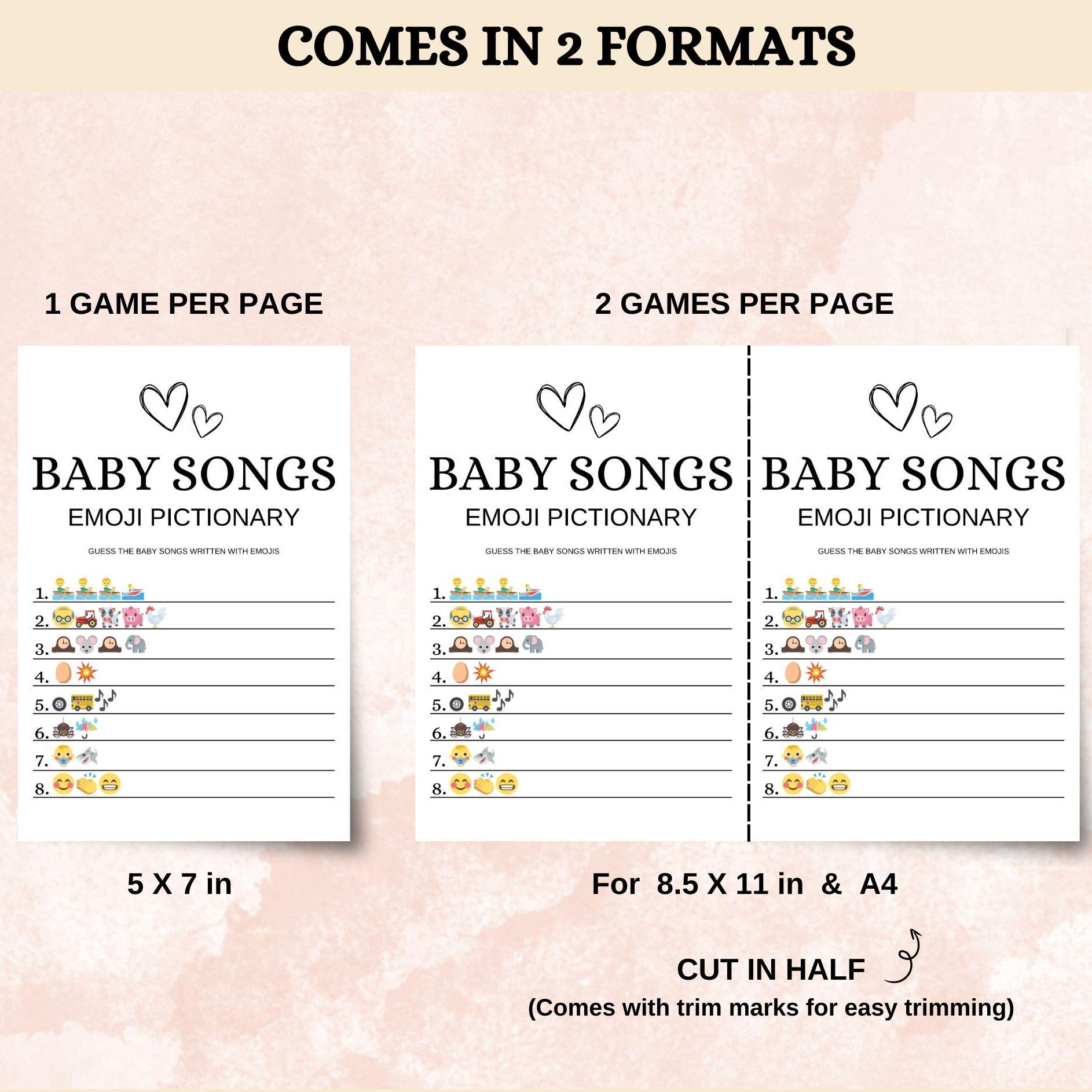 Baby Songs Emoji Pictionary Game Minimalist Baby Shower Game Name That ...