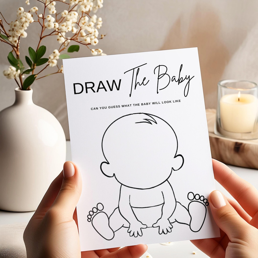 Draw the Baby Game Minimalist Baby Shower Game Draw Baby Face Game ...