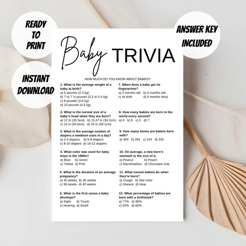 Trivia Game Download Trivia Template Trivia Questions Baby Trivia Game ...