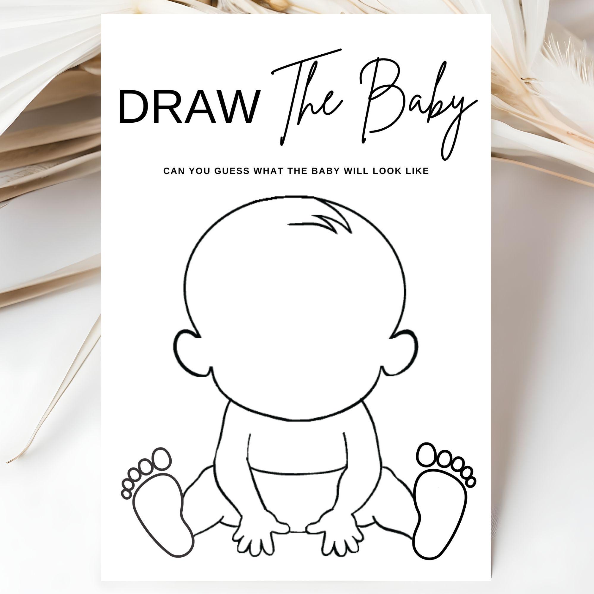 Draw the Baby Game Minimalist Baby Shower Game Draw Baby Face Game ...